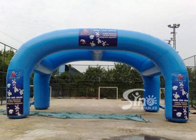 China 10x5m Outdoor Double Arches Advertising Inflatable Tent with White Nylon Cover Custom Logo for sale