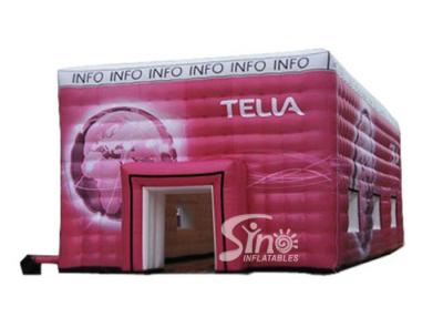 China 10x7 meters big red pvc inflatable cube tent with logo completely digital printed for sale