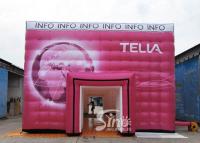 China 10x7 meters big red pvc inflatable cube tent with logo completely digital printed for sale