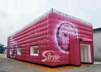 China 10x7 meters big red pvc inflatable cube tent with logo completely digital printed for sale