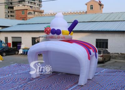 China Custom Inflatable Ice Cream Kiosk Stand Booth Tent with LED Light Cover for Advertising for sale