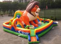 China 9x9m Outdoor Inflatable Lion Jungle Kids Fun Park with Slide Commercial Grade for sale