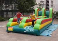 China 10m long double lane kids N adults inflatable bungee run for interaction games for sale