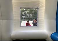 China 15m x 15m Inflatable Wedding Party Tent White Blue Airtight PVC Coated Nylon CE Certified for sale