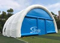 China 15m x 15m Inflatable Wedding Party Tent White Blue Airtight PVC Coated Nylon CE Certified for sale