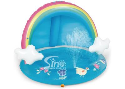 China Outdoor Rainbow Inflatable Splash Pool With Canopy For Kiddie Water Play Mat Toy for sale