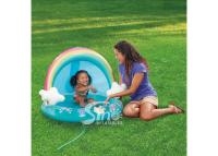 China Outdoor Rainbow Inflatable Splash Pool With Canopy For Kiddie Water Play Mat Toy for sale