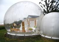 China Outdoor Clear Top Inflatable Bubble Hotel 5m Dome with 2.5m Capsule Tunnel for Glamping for sale