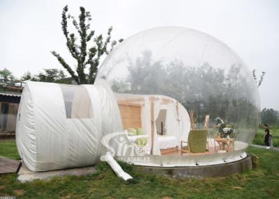 China Outdoor Clear Top Inflatable Bubble Hotel 5m Dome with 2.5m Capsule Tunnel for Glamping for sale