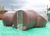 China 4m Dome Clear Top Glamping Bubble Hotel with Steel Frame Tunnel and Aluminium Door for sale