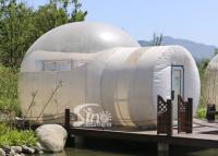 China Inflatable Bubble Tent Hotel 2 Rooms with Bathroom 5m Dome 4m Dome Lock Doors for sale