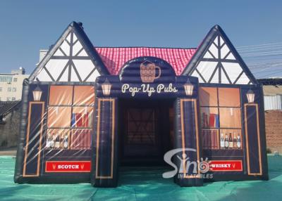 China Mobile Portable Inflatable Pub House 8x5.5x6.5m with Digital Printing and Roll Up Fly Screen for sale