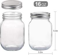 China 16oz  Round Glass Jar With Silver Metal Lids, Sealing Clear Glass Jars for sale