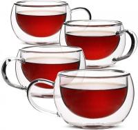 China Clear Double Wall Glass Cup Reusable Glass Cup With Handle For Coffee And Tea for sale