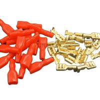 China Crimp Male And Female Spade Connectors 6.3mm With Red Blue Insulating Sleeves for sale