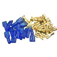 China Crimp Male And Female Spade Connectors 6.3mm With Red Blue Insulating Sleeves for sale