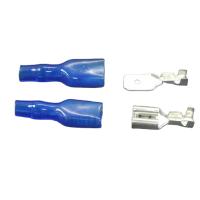 China Crimp Male And Female Spade Connectors 6.3mm With Red Blue Insulating Sleeves for sale