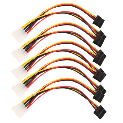 China 15.5cm 4 Pin Cable Wire Harness IDE Male To Dual SATA 15 Pin for sale