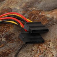 China 15.5cm 4 Pin Cable Wire Harness IDE Male To Dual SATA 15 Pin for sale