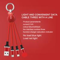 China Sync 3 In 1 Keychain Cable For Samsung 2.4 A USB Cable IOS Android for sale