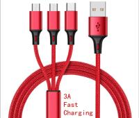 China Fast Charging CE 3 in 1 USB Data Cable For Android Phone 120cm for sale