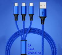 China Fast Charging CE 3 in 1 USB Data Cable For Android Phone 120cm for sale