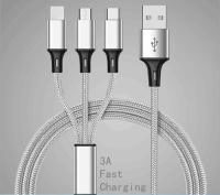 China Fast Charging CE 3 in 1 USB Data Cable For Android Phone 120cm for sale
