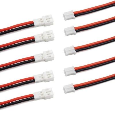China Ph2.0 Micro 2 Pin 24AWG Silicone Cable Male Female 100mm 150mm for sale