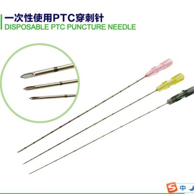 China Disposable PTC Puncture Needle 16G to 22G Medical Grade Stainless Steel Sterile Custom Length for sale