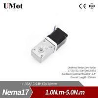 China Umot High Torque Height 34mm Nema17 Worm Geared Reducer Stepper Motor with Gearbox for sale