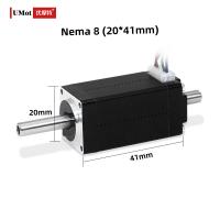 China Compact 0.1kg Nema 8 Micro Hollow Shaft Stepper Motor with 20mm Front Shaft and Hole for sale