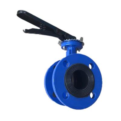 China Lever Operation Flanged Butterfly Valve Blue Color for sale