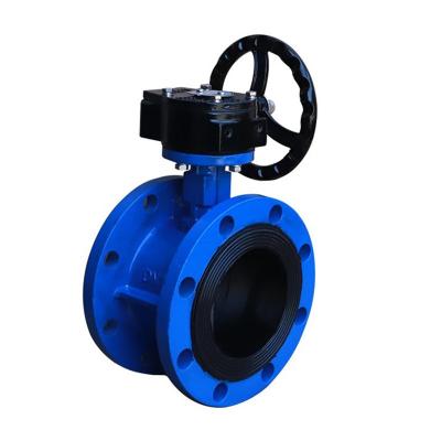 China Ductile Iron Soft Sealing Double Flange Butterfly Valve Gearbox Operated for sale