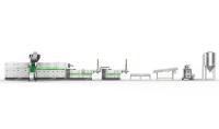 China ABS parrallel twin screw extruder pelletizing line  75/140mm screw dia. 110kw/22kw power for sale