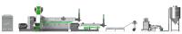 China ABS parrallel twin screw extruder pelletizing line  75/140mm screw dia. 110kw/22kw power for sale