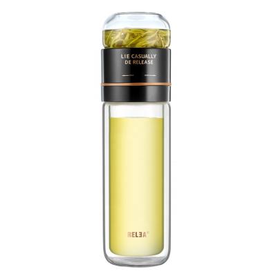 China Sturdy Double Wall Borosilicate Glass Water Bottle Multipurpose Heatproof for sale