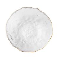 China Hotel Handpainted Clear Glass Chargers , Wedding Clear Gold Rim Charger Plate for sale