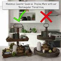 China Customization Farmhouse Wooden 2 Tier Tray Stand for Serving Food Fruits Cupcakes Square Tier at Restaurant Home Cake for sale
