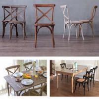 China Hotel Chair Vintage X Cross Back Stackable Wooden Wedding Event Restaurant Dining Chairs with Rattan Cover for sale