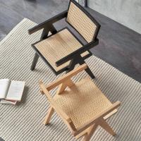 China Nature Color Modern Solid Wood Rattan Dining Arm Chair with Modern Design for sale