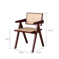 China Nature Color Modern Solid Wood Rattan Dining Arm Chair with Modern Design for sale