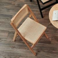 China NO Folded Modern Solid Wood Chair with Rattan Dining Folding Rattan Chair in Nature Popular Colors for sale