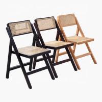China NO Folded Modern Solid Wood Chair with Rattan Dining Folding Rattan Chair in Nature Popular Colors for sale