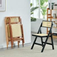 China NO Folded Modern Solid Wood Chair with Rattan Dining Folding Rattan Chair in Nature Popular Colors for sale