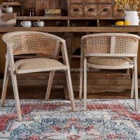 China Hotel Nordic Solid Wood Wicker Rattan Back Dining Chair Living Room Rattan Armchair for sale