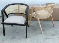 China Hotel Nordic Solid Wood Wicker Rattan Back Dining Chair Living Room Rattan Armchair for sale