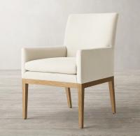 China Top Quantity Wooden Armrest Fabric Upholstered Wood Dining Chair for Modern Restaurant and Hotel for sale