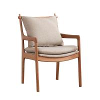 China Modern Restaurant Hotel Fabric Wooden Armrest Chair Upholstered Wood Dining Chair with Upholstery in Bulk for sale