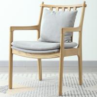 China Modern Restaurant Hotel Fabric Wooden Armrest Chair Upholstered Wood Dining Chair with Upholstery in Bulk for sale