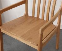 China Modern Restaurant Hotel Fabric Wooden Armrest Chair Upholstered Wood Dining Chair with Upholstery in Bulk for sale
